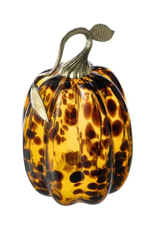 GLITZHOME Fall Multi-style Short Glass Pumpkins - Black