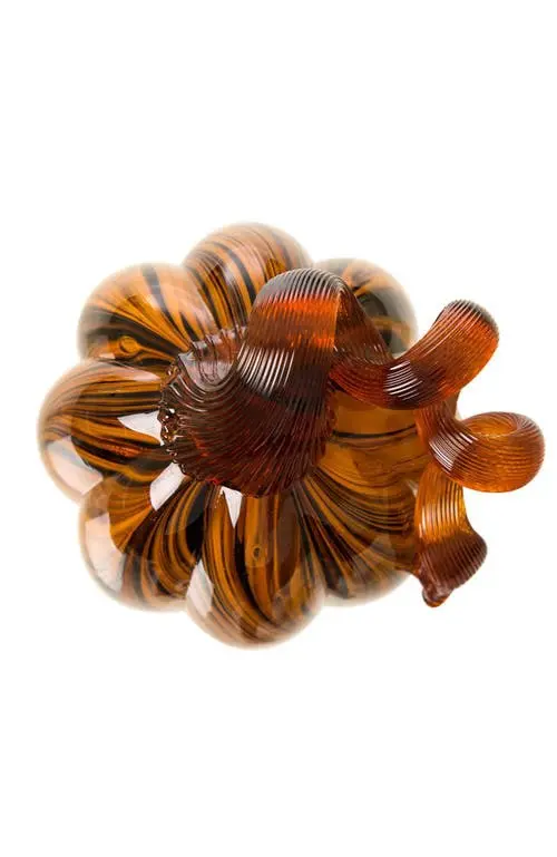 GLITZHOME Fall Multi-style Short Glass Pumpkins - Brown