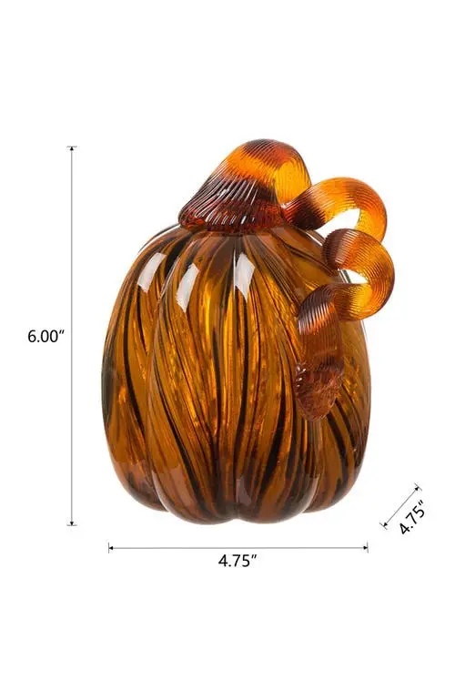 GLITZHOME Fall Multi-style Short Glass Pumpkins - Brown