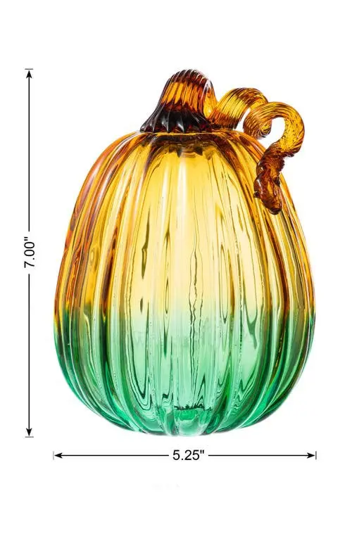 GLITZHOME Fall Multi-style Short Glass Pumpkins - Green