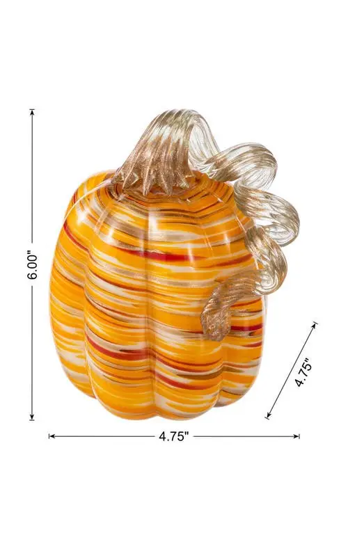 GLITZHOME Fall Multi-style Short Glass Pumpkins - Orange