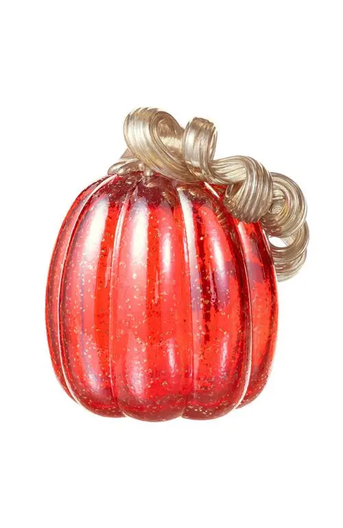 GLITZHOME Fall Multi-style Short Glass Pumpkins - Red