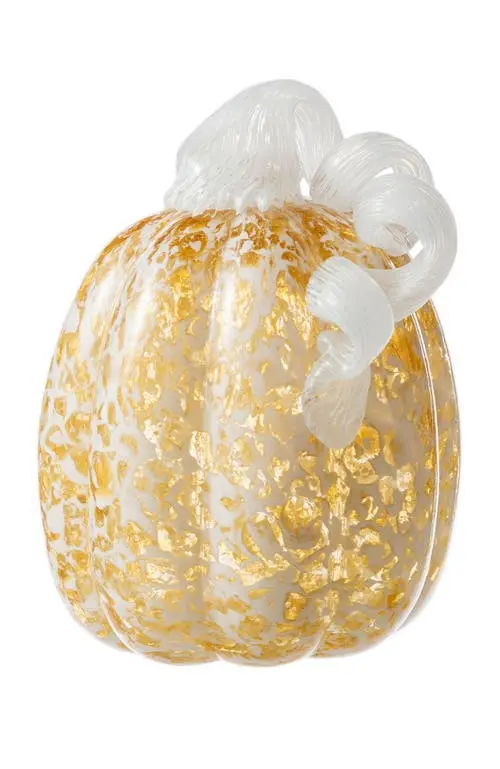GLITZHOME Fall Multi-style Short Glass Pumpkins - Yellow