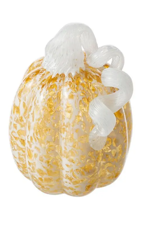 GLITZHOME Fall Multi-style Short Glass Pumpkins - Yellow