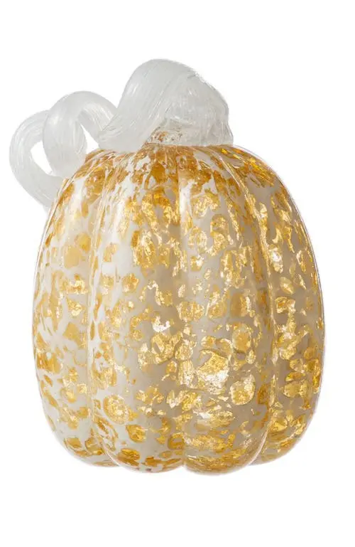 GLITZHOME Fall Multi-style Short Glass Pumpkins - Yellow