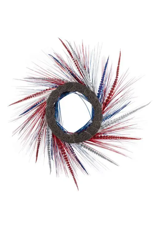 GLITZHOME Patriotic Americana Tinsel And Heather Wreath