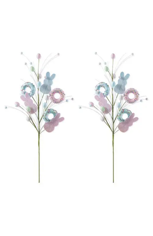 GLITZHOME Set Of 2 28"h Easter Glitter Egg Artificial Picks - Blue