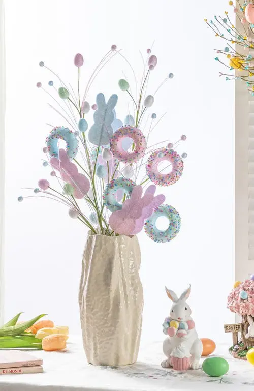 GLITZHOME Set Of 2 28"h Easter Glitter Egg Artificial Picks - Blue