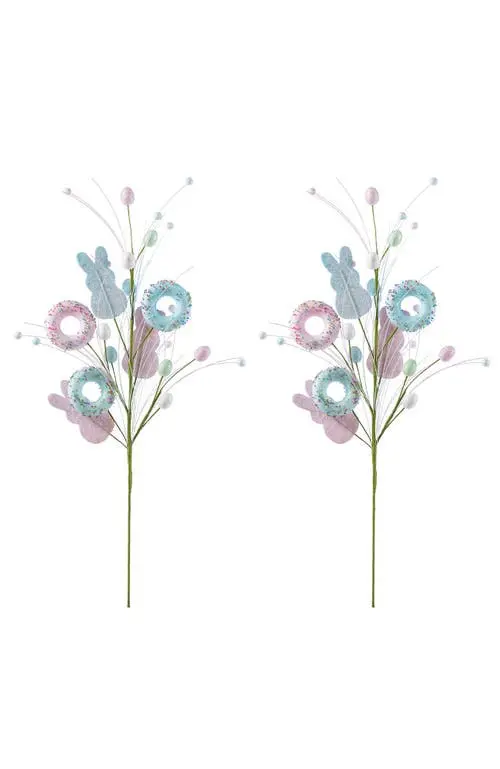 GLITZHOME Set Of 2 28"h Easter Glitter Egg Artificial Picks - Blue
