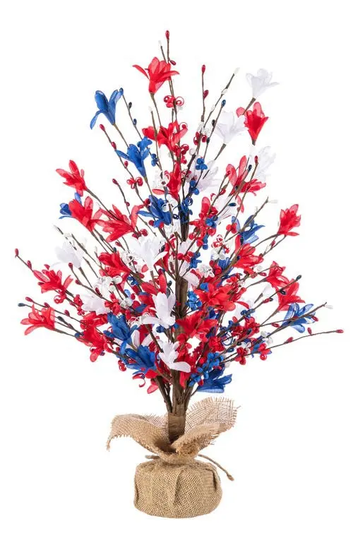 GLITZHOME 21"h Patriotic Americana Floral Table Tree