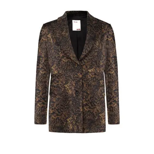 PCFG Print Long Jacket With Shoulder Pads - Leopard