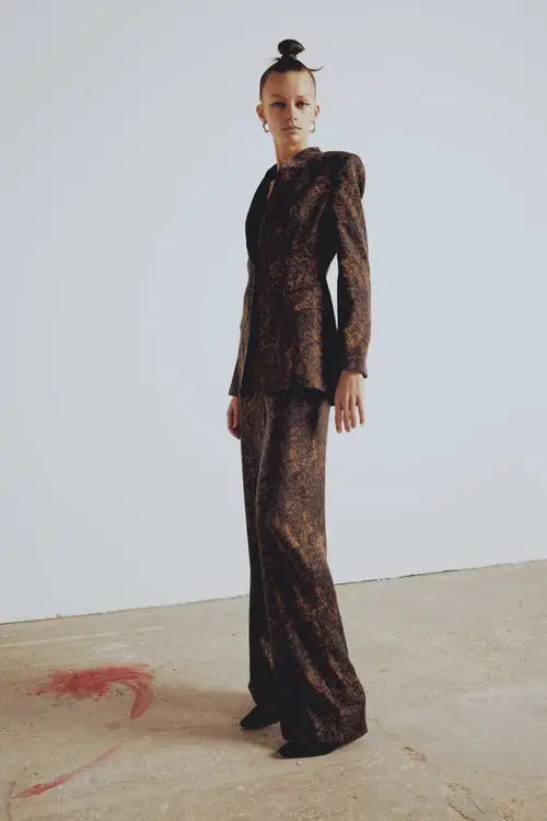 PCFG Print Long Jacket With Shoulder Pads - Leopard