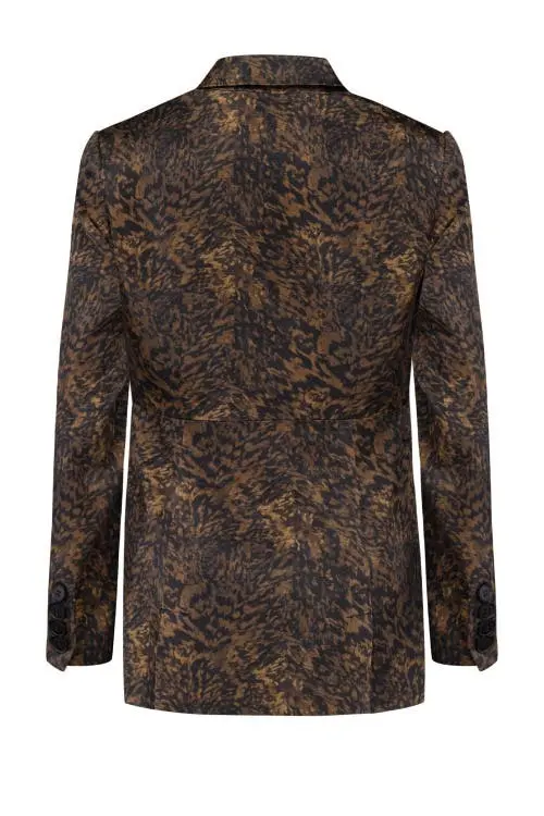 PCFG Print Long Jacket With Shoulder Pads - Leopard