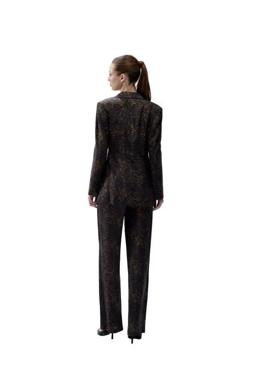 PCFG Print Long Jacket With Shoulder Pads - Leopard