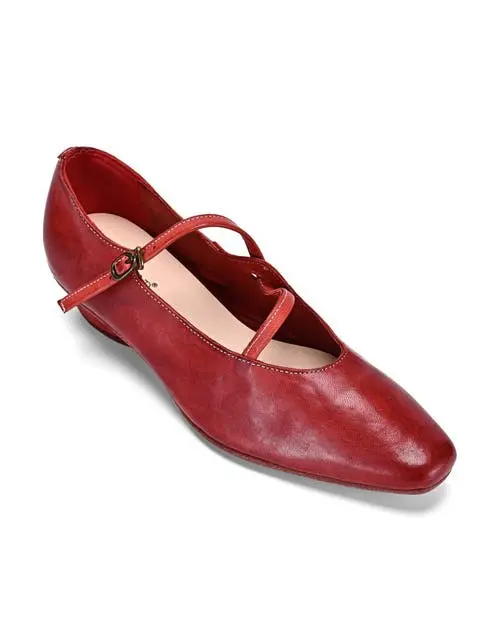 OLD TREND Ribbon Genuine Leather Mary Jane Heels - Brick