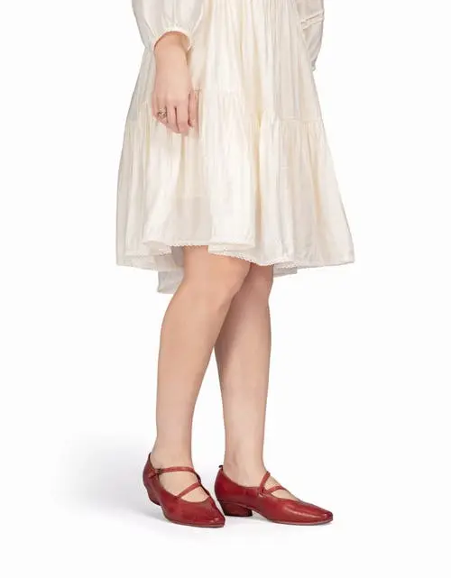 OLD TREND Ribbon Genuine Leather Mary Jane Heels - Brick