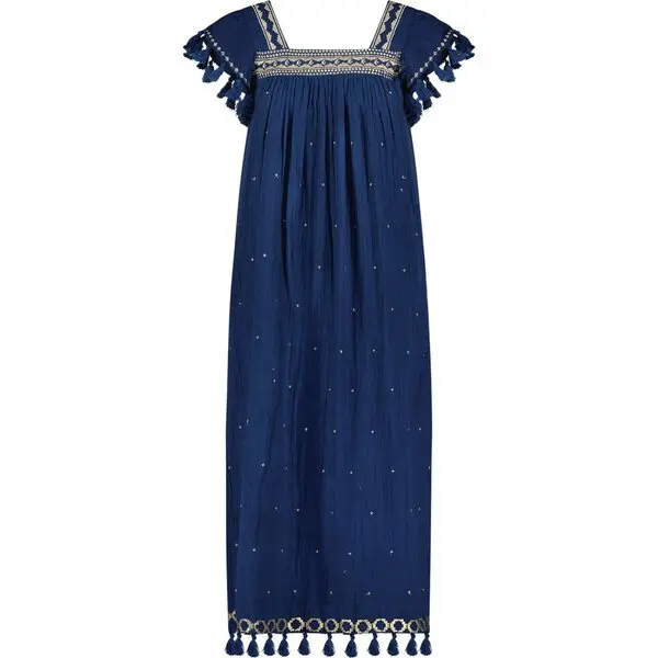 MER ST. BARTH Maxi Sandrine Tassels Dress - Blue