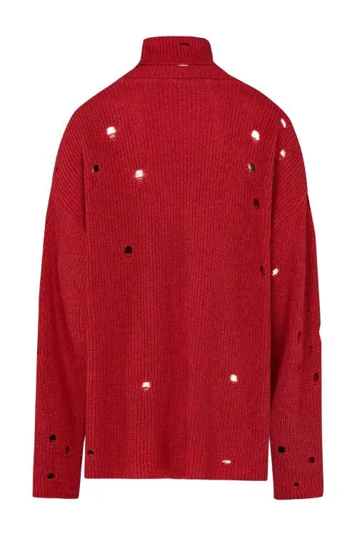 PCFG Distressed High Neck Sweater