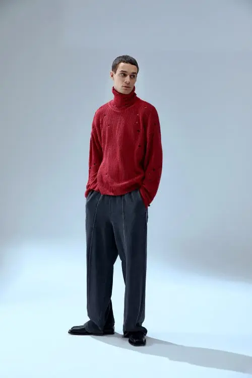 PCFG Distressed High Neck Sweater