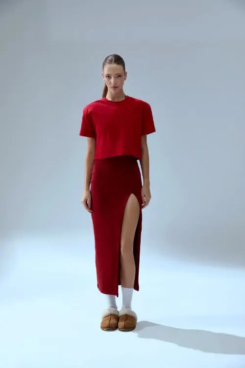 PCFG Cotton Shoulder Padded Cropped T-shirt