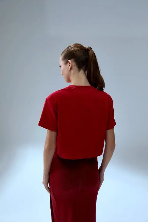 PCFG Cotton Shoulder Padded Cropped T-shirt