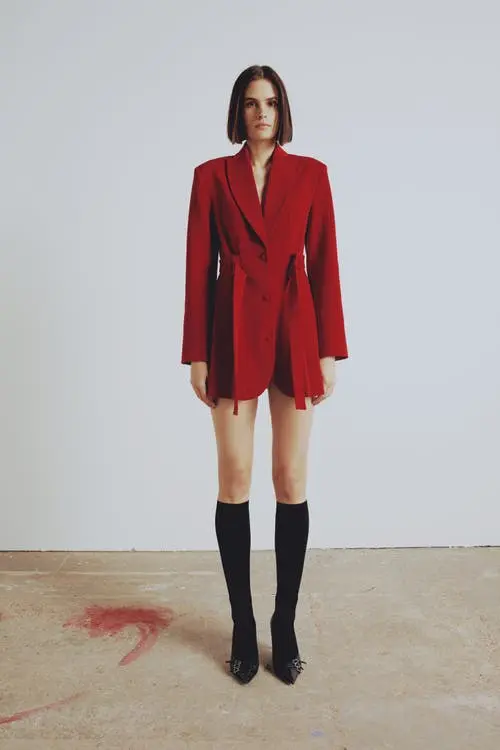 PCFG Wool Blend Jacket Dress - Red
