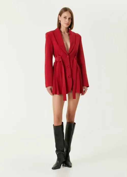 PCFG Wool Blend Jacket Dress - Red
