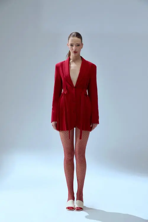 PCFG Wool Blend Jacket Dress - Red
