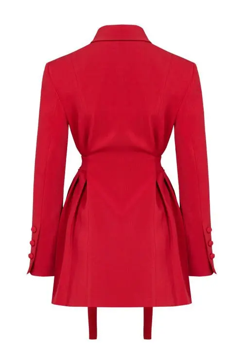PCFG Wool Blend Jacket Dress - Red