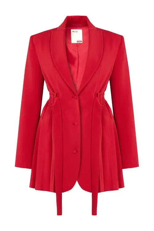 PCFG Wool Blend Jacket Dress - Red
