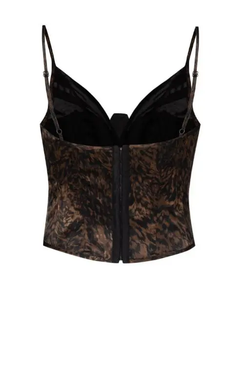 PCFG Pure Silk "itch" Kangaroo Corset Top - Leopard