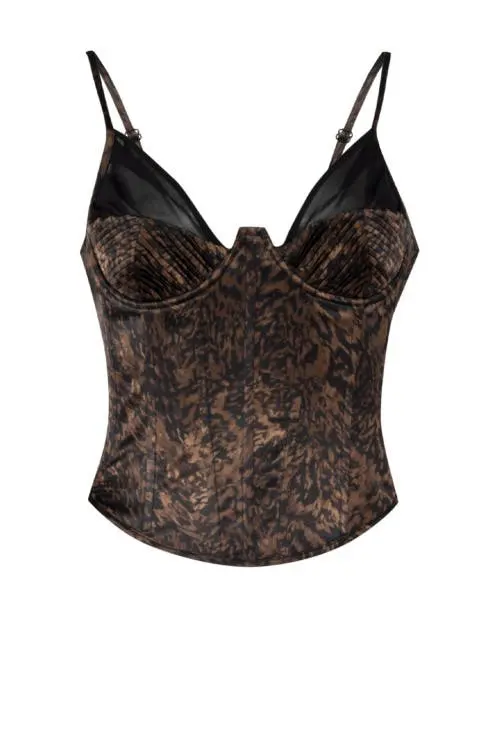PCFG Pure Silk "itch" Kangaroo Corset Top - Leopard