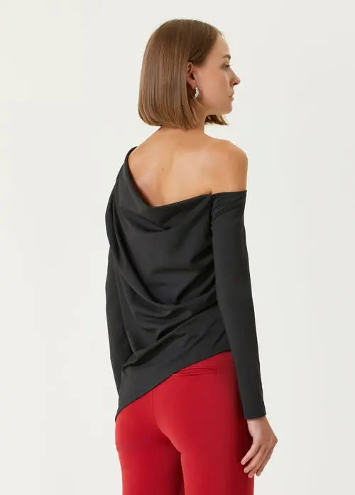 PCFG Draped Long Sleeve Top - Black
