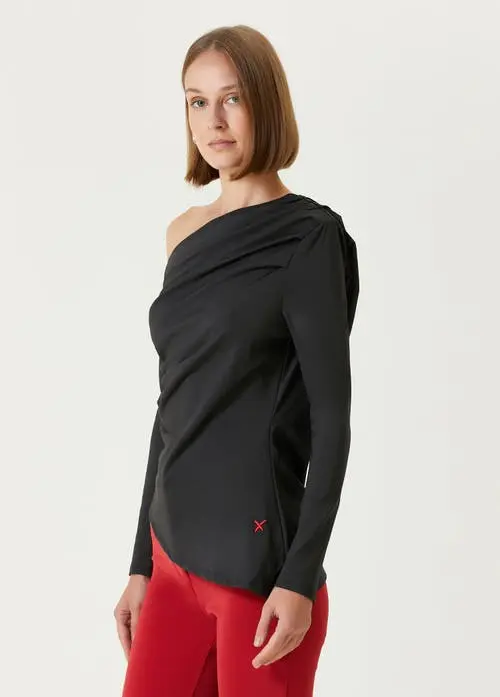 PCFG Draped Long Sleeve Top - Black