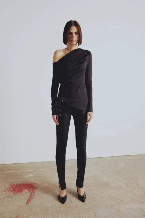 PCFG Draped Long Sleeve Top - Black