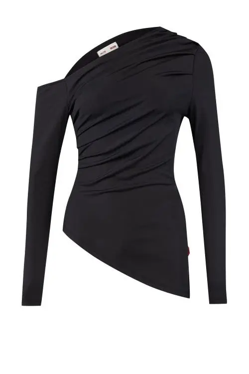 PCFG Draped Long Sleeve Top - Black