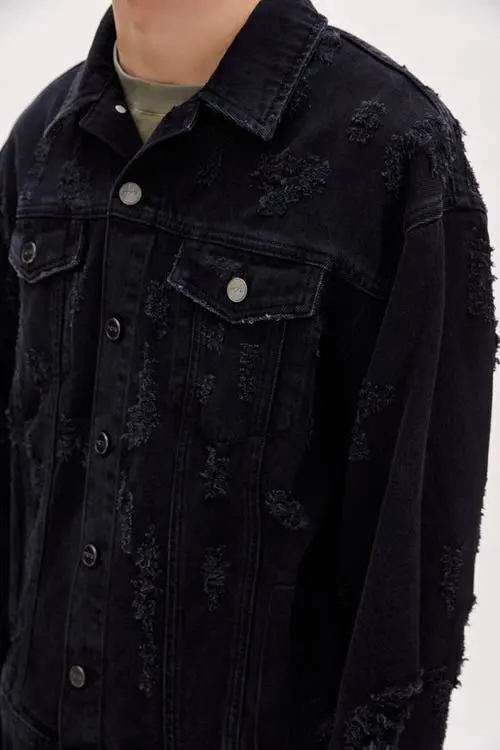 PCFG Cotton Distressed Denim Jacket