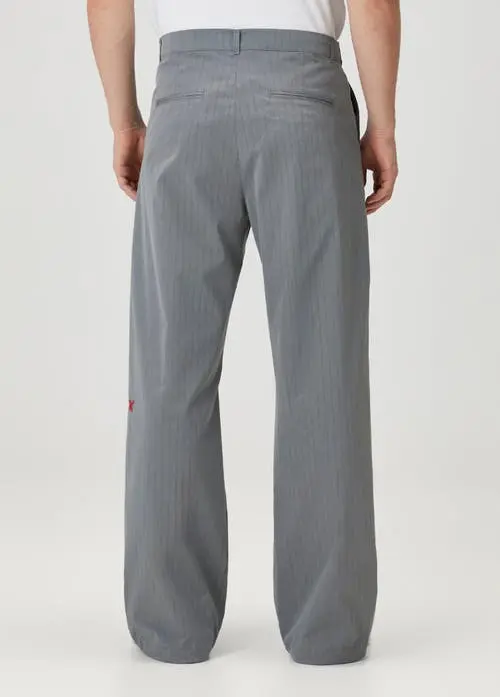 PCFG Cotton Blend Striped Woven Belted Pants