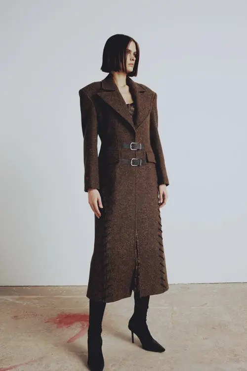 PCFG Cashmere & Wool Blend Long Overcoat - Brown
