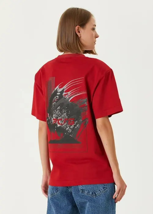 PCFG Printed Cotton Oversized T-shirt - Red
