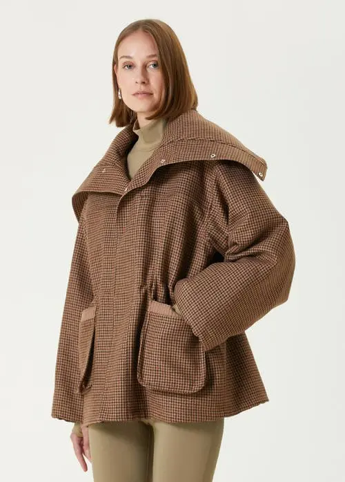 PCFG Wool & Cashmere Blend Checked Puffer Coat