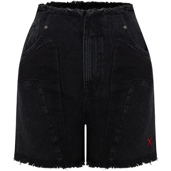 PCFG High-waisted Denim Shorts - Black
