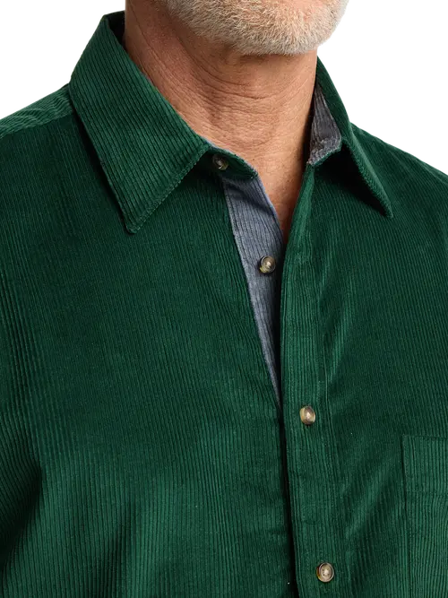 PAUL FREDRICK Cotton Corduroy Casual Shirt - Green