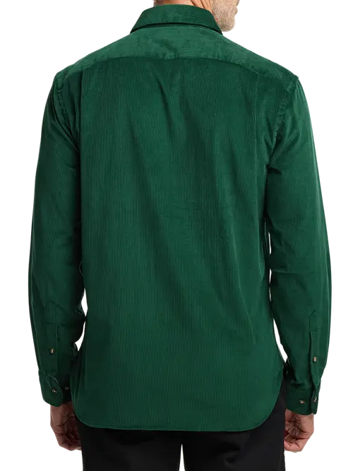PAUL FREDRICK Cotton Corduroy Casual Shirt - Green
