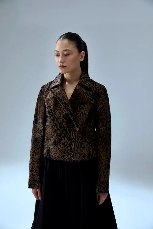 PCFG Print Leather Cropped Jacket