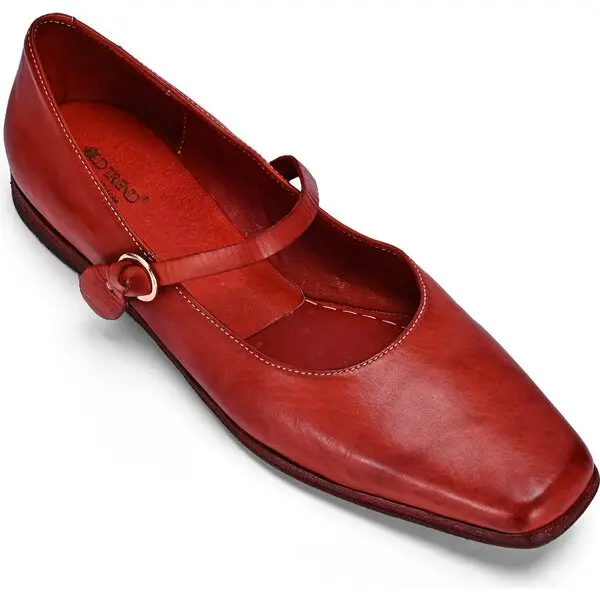 OLD TREND Classic Genuine Leather Mary Jane Flats - Brick