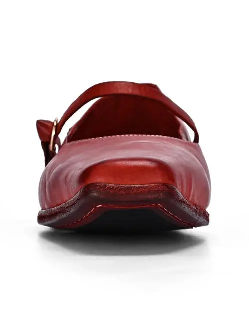 OLD TREND Classic Genuine Leather Mary Jane Flats - Brick