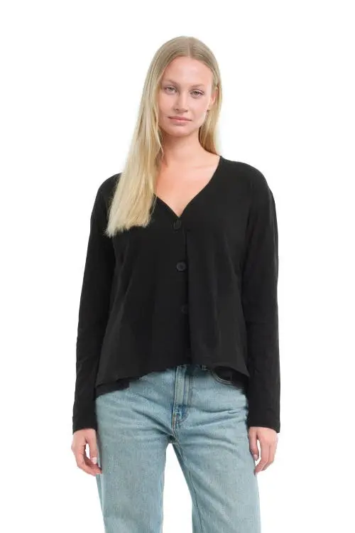 WILT CLOTHING Button-front Mixed Cardigan - Black