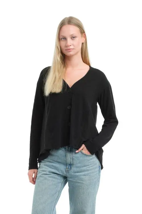 WILT CLOTHING Button-front Mixed Cardigan - Black