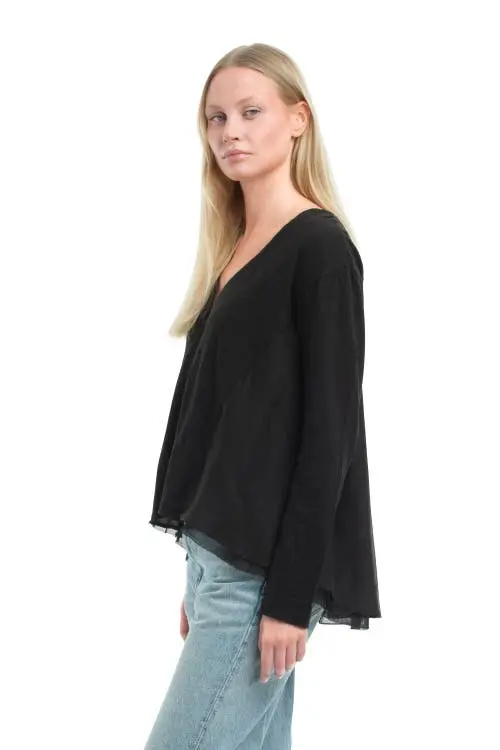 WILT CLOTHING Button-front Mixed Cardigan - Black